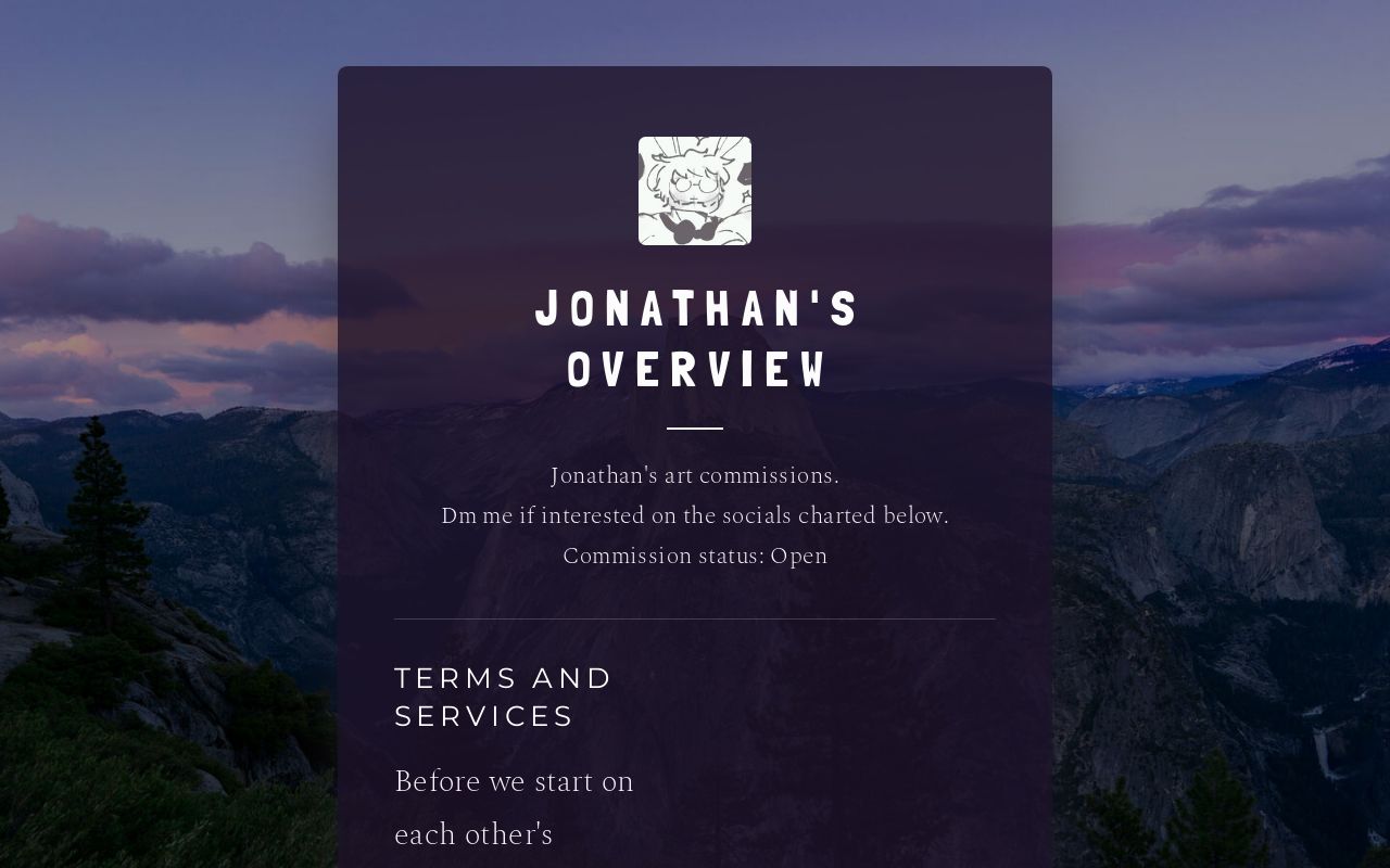 Jonathan's commission overview